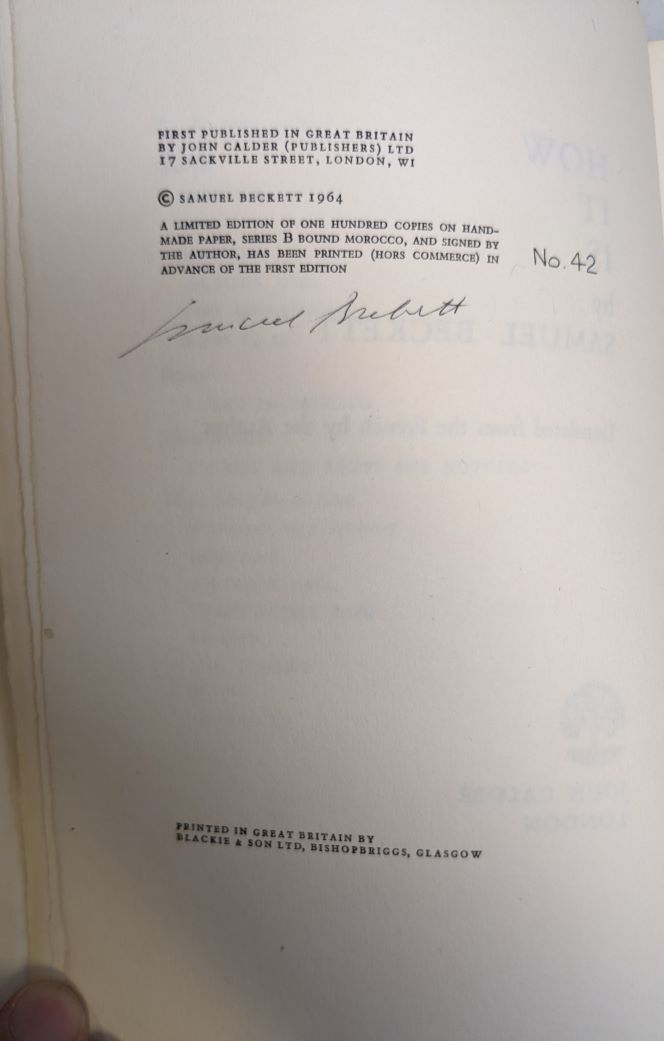 How It Is | Samuel BECKETT | First